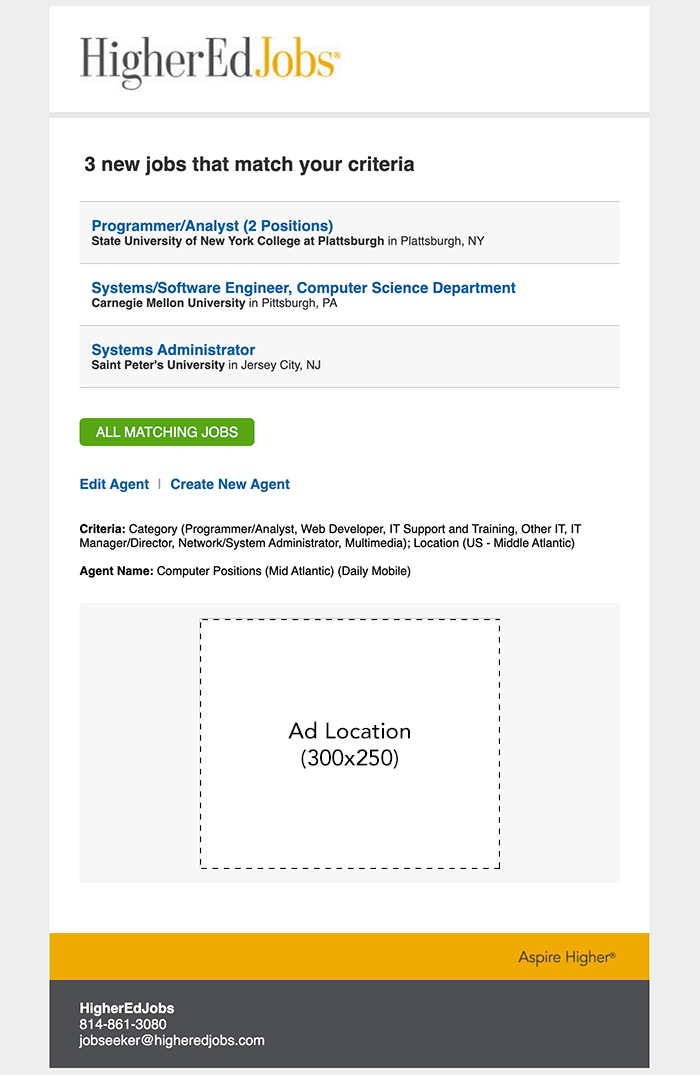 Job Alert Email - HigherEdJobs