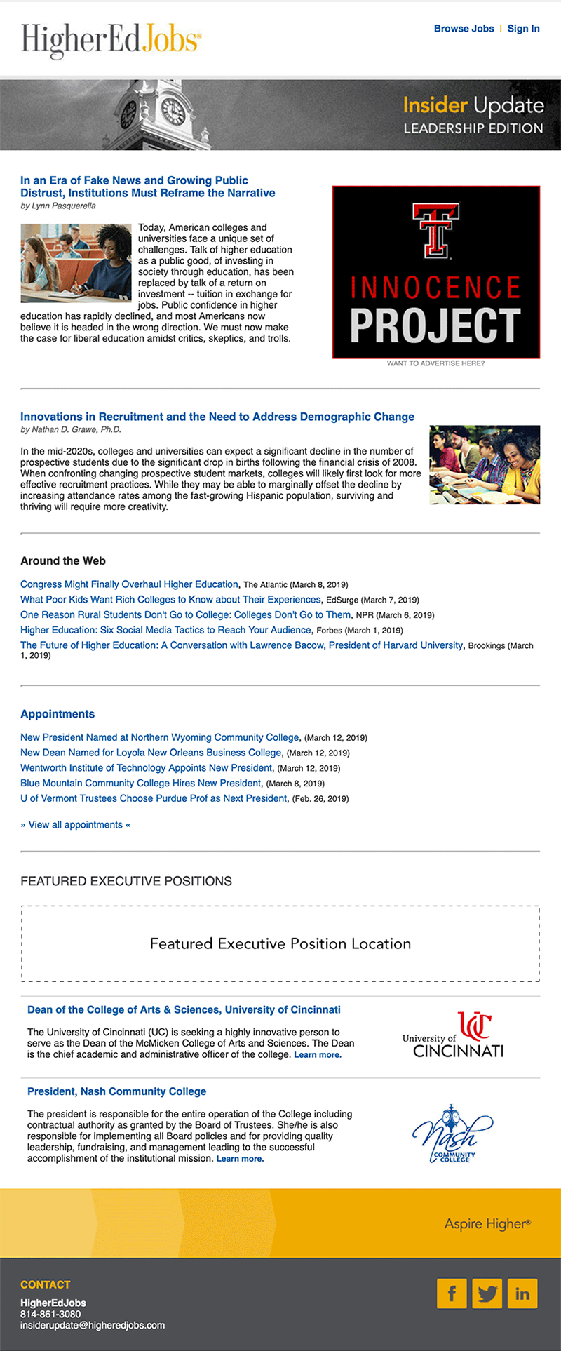 Featured Executive Position - HigherEdJobs